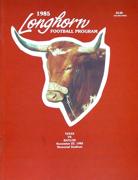 1985 Texas vs Baylor Longhorn Football Program Cover · Stark Center ...